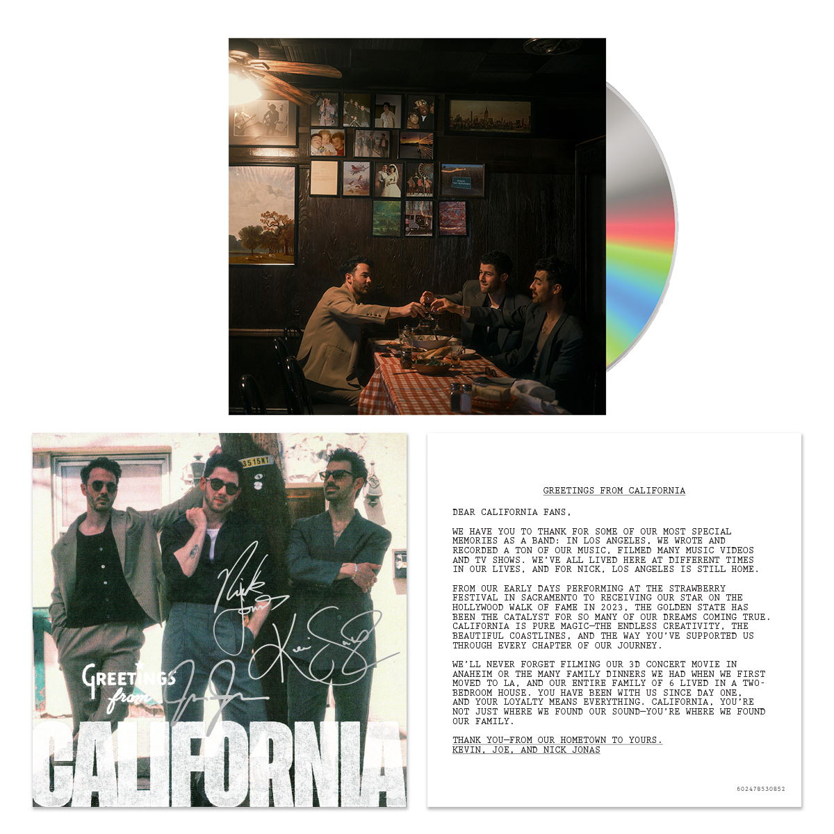 Greetings From Your Hometown Signed CD - California – Jonas Brothers