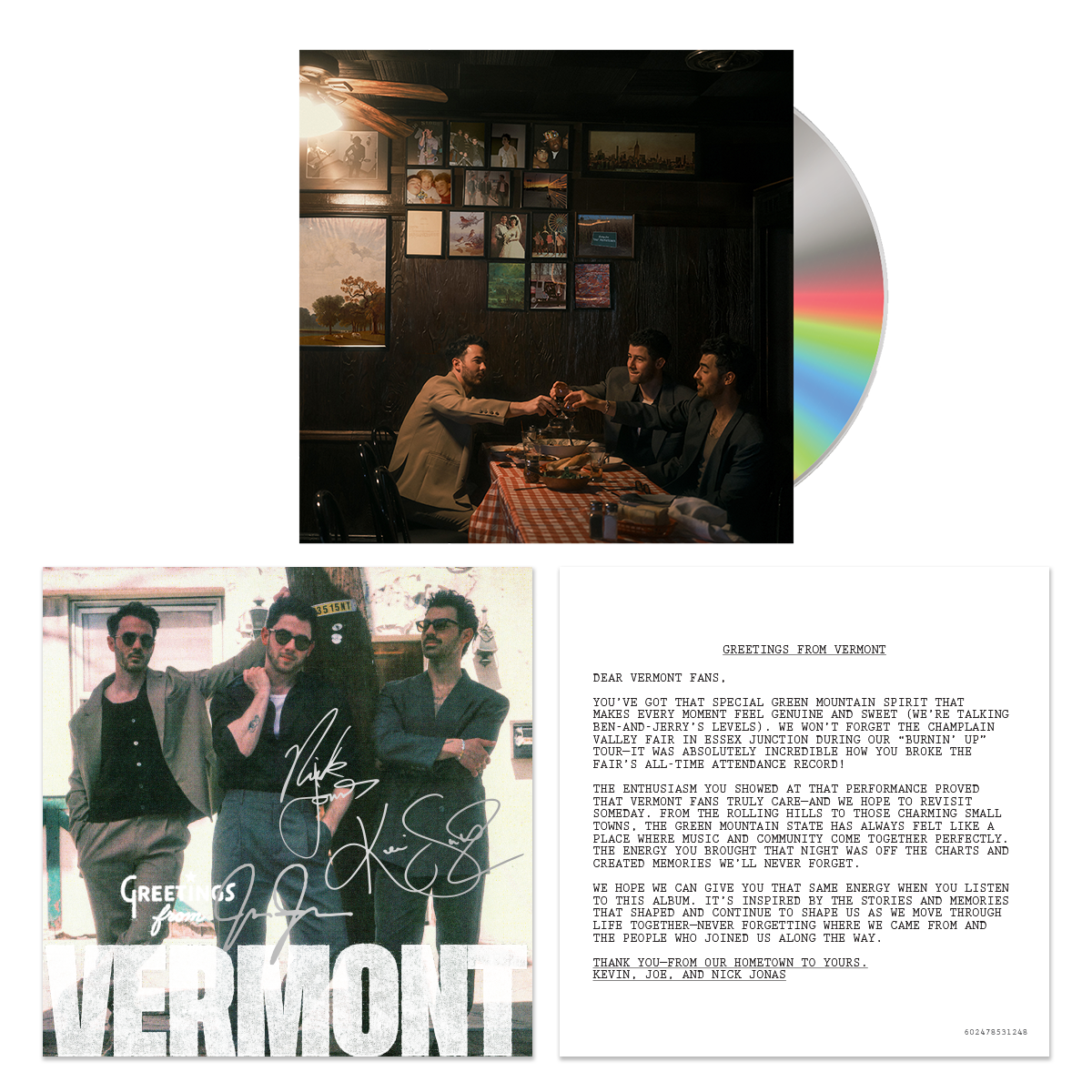 Greetings From Your Hometown Signed CD - Vermont – Jonas Brothers